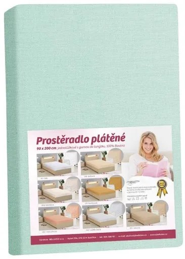 Bellatex Prostěradlo plátěné s gumou 90x200 cm mentol