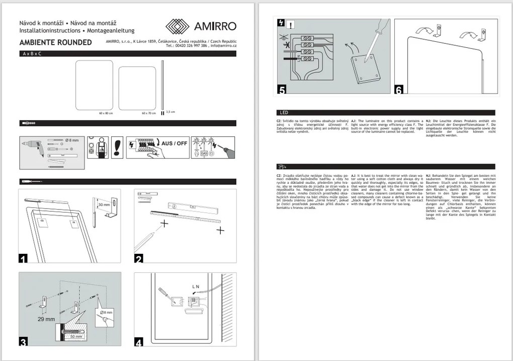 AMBIENTE ROUNDED LED zrcadlo na chodbu do předsíně nástěnné do koupelny 411-507