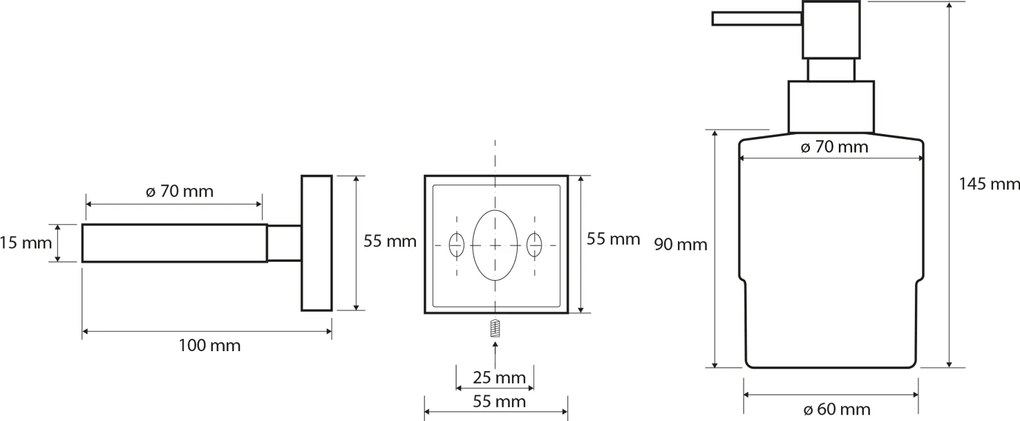 Sapho Sapho, X-SQUARE dávkovač mýdla MINI 200 ml, chrom, XQ101