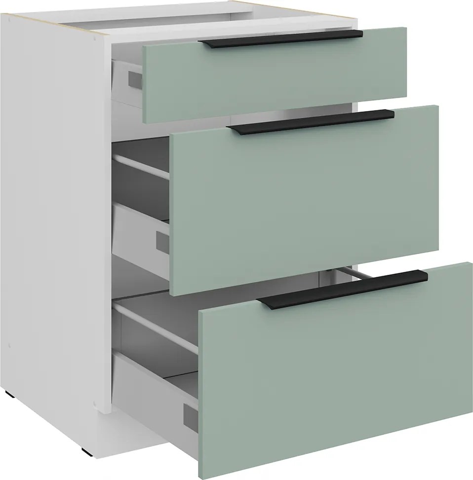 ARIA sb | dolní skříňka 60 D 3S zásuvková | 60 cm | PREMIUM BOX | bílá/aquamarine