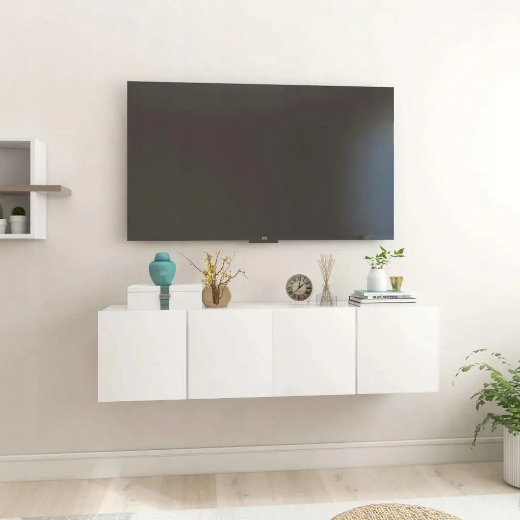 Fionshop 263596008 Závěsné Tv skříňky 2 ks bílé s vysokým leskem 60x30x30