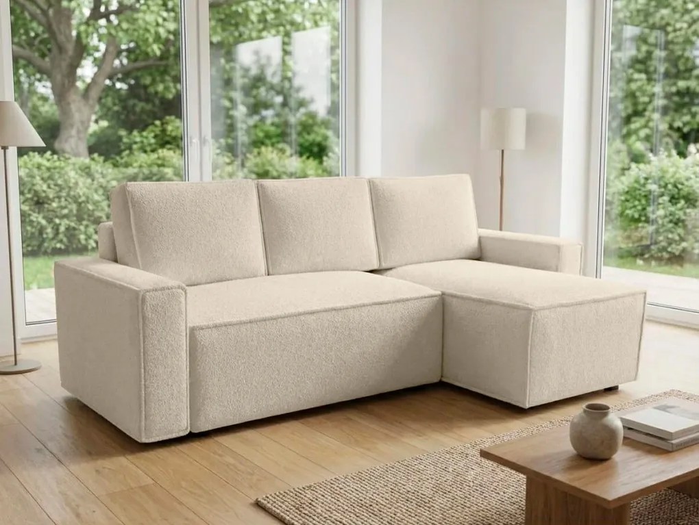 Rozkládací oboustranná sedací souprava do L SMART BOUCLE 232x143 cm, krémová