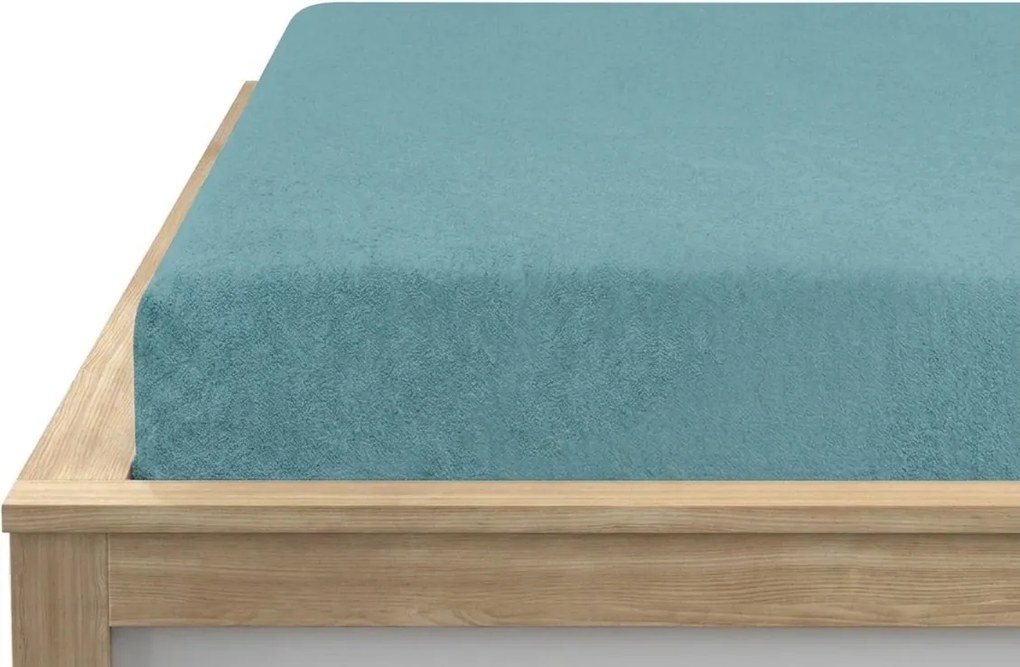Fleecové napínací prostěradlo MOLTON modrozelené 90 x 200 cm