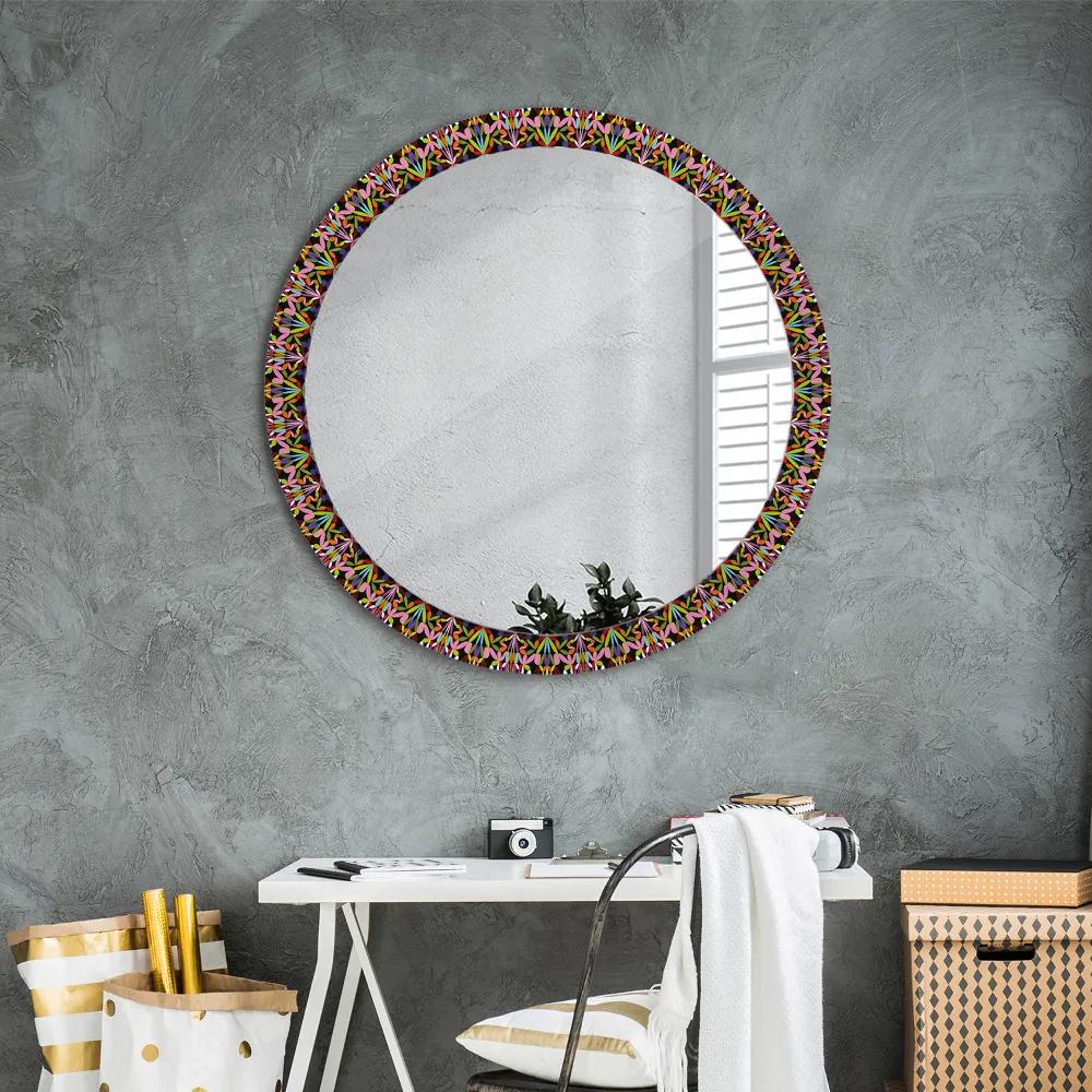 Kulaté dekorativní zrcadlo Psychedelický vzorec mandaly fi 90 cm