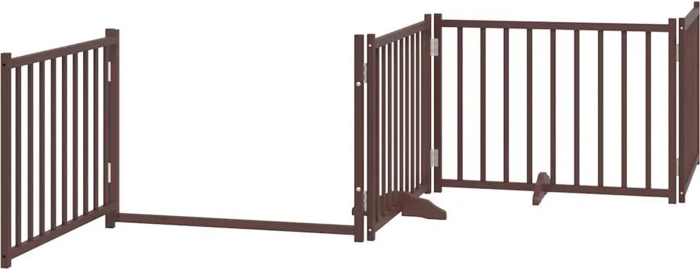 Zábrana pro psy s dvířky skládací 12 panelů hnědá 960 cm topol 3155748