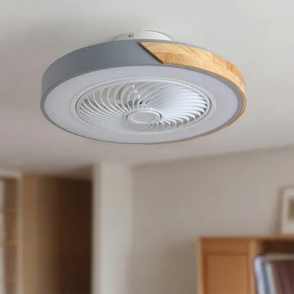 Brilagi - LED Stmív. svítidlo s ventilátorem LED/38W/230V 50 cm šedá/dub + DO