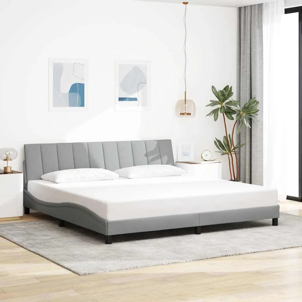 Rám postele bez matrace Hanko světle šedý 200 x 200 cm textil 3310412