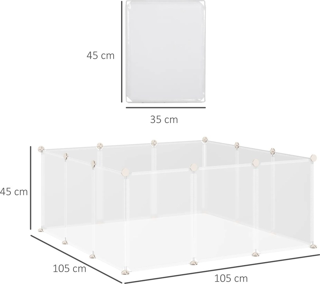 Výběh PawHut pro volný výběh DIY síťový výběh pro malá zvířata 105x105x45cm 12 panelů bílý pro vnitřní i venkovní použití | Aosom.de