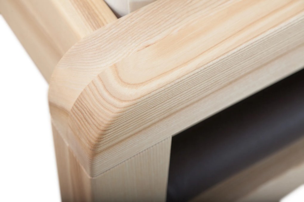 Krajča Manželská postel z masivu Claros 180 x 200 cm (jasan) Povrchová úprava: Barevný lak RAL, Druh dřeva: Jasan, Barva čalounění: Hnědá