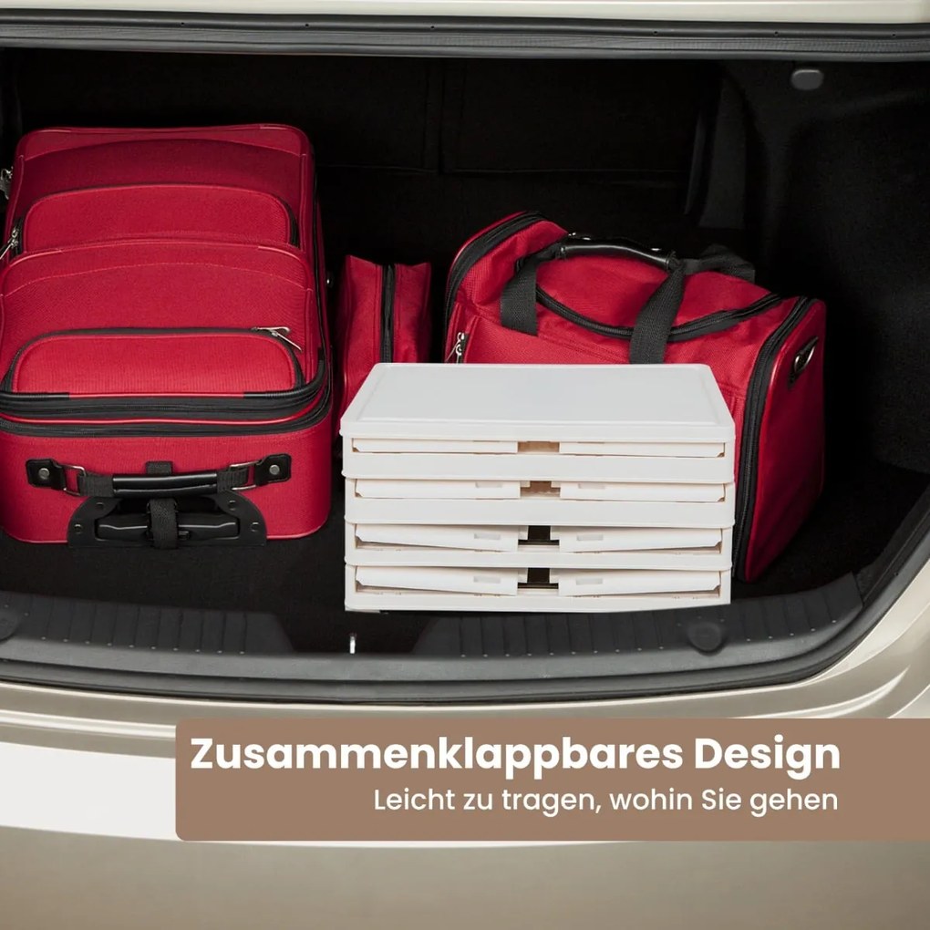 Costway 4patrové úložné boxy s víky a magnetickými průhlednými dvířky a kolečky