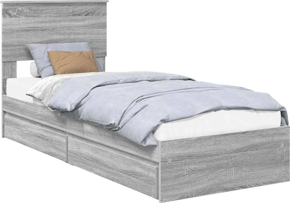 Postel s úložným prostorem se zásuvkou Šedá Sonoma 75 x 190 cm 3410852