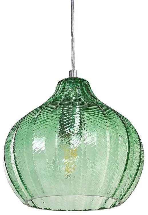 Skleněná závěsná lampa zelená KEILA Beliani
