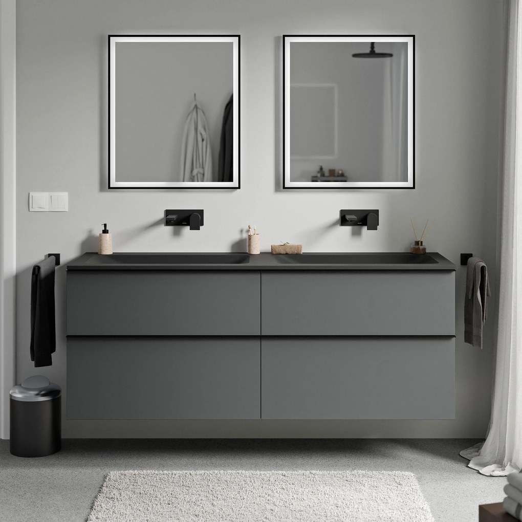 Koupelnová skříňka LAVOA 160 cm s umyvadlem z minerálního odlitku CREAM - možnost volby barvy