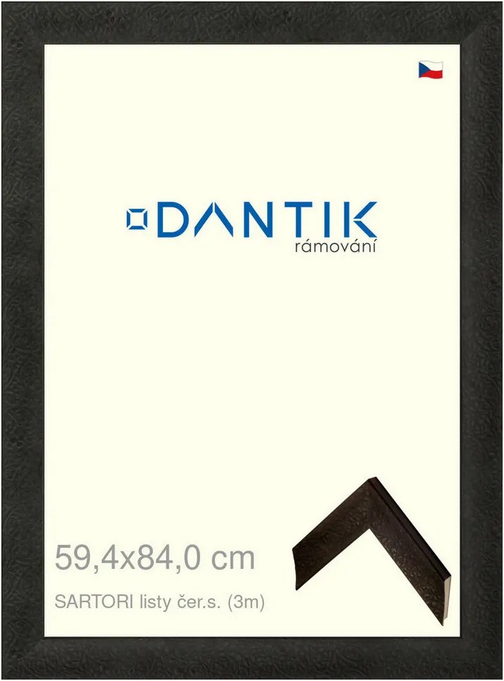 DANTIK rámeček 59,4x84 | SARTORI listy čer.s. (Plexi Čiré)