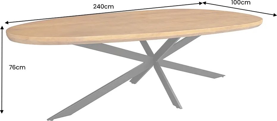 Oválný jídelní stůl Maalik Honey 240 cm hnědá akácie