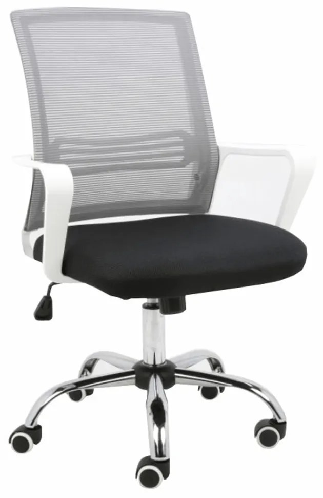 TEMPO KONDELA Kancelářská židle, síťovina šedá / látka černá / plast bílý, APOLO