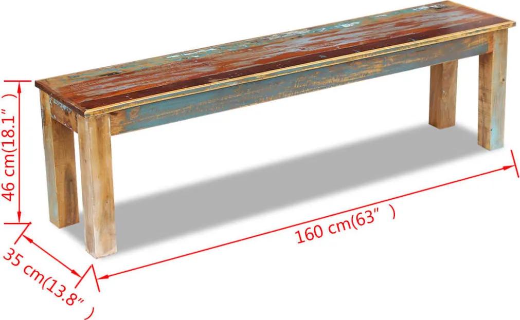 vidaXL Lavice masivní recyklované dřevo 160 x 35 x 46 cm [243327]