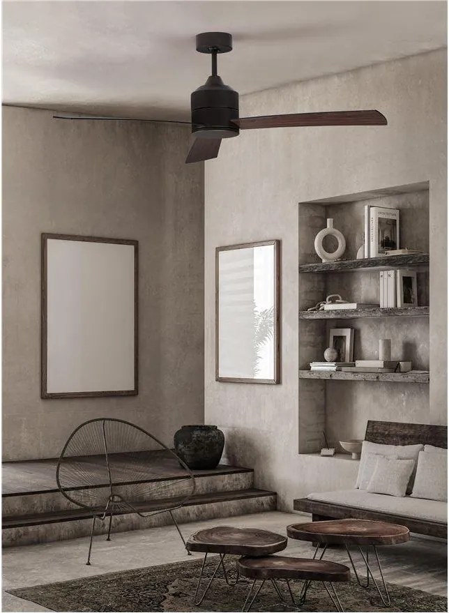 NV 9952350 Stropní ventilátor AXEL černý hliník a listy ořech - NOVA LUCE