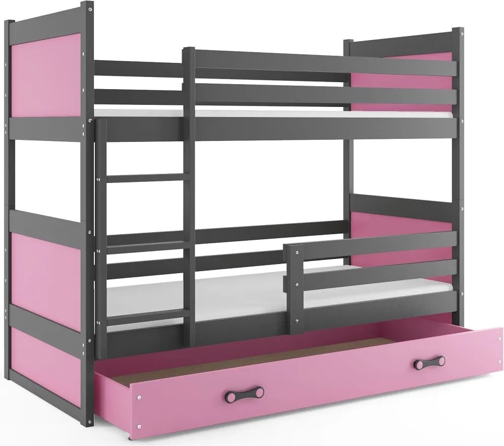 BMS Group Dětská patrová postel s úložným prostorem RICO grafit Velikost postele: 160x80 cm, Barva šuplíku: Grafit