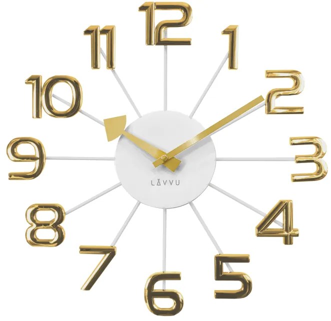 Designové paprskovité zlato-bílé moderní hodiny LAVVU DESIGN Numerals LCT1045