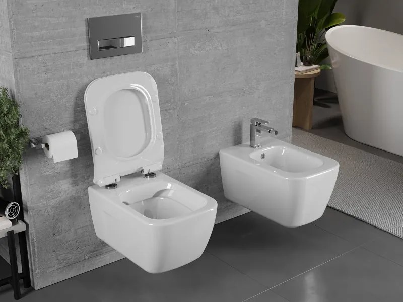 Mexen Margo WC mísa Rimless s pomalu uzavíratelným tenkým sedátkem, duroplast, bílý lesk - 30420800