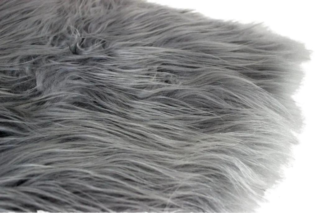 Kožený koberec z ovčí kůže - dlouhý chlup - šedý - 2K - rovný 2 kůže Dlouhý chlup 10-20 cm