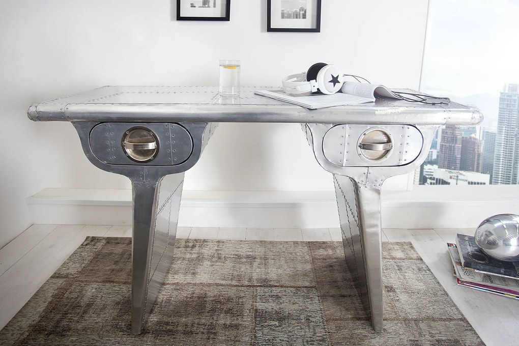 Bighome - Psací stůl ALLOT MATT 120 cm –  stříbrná