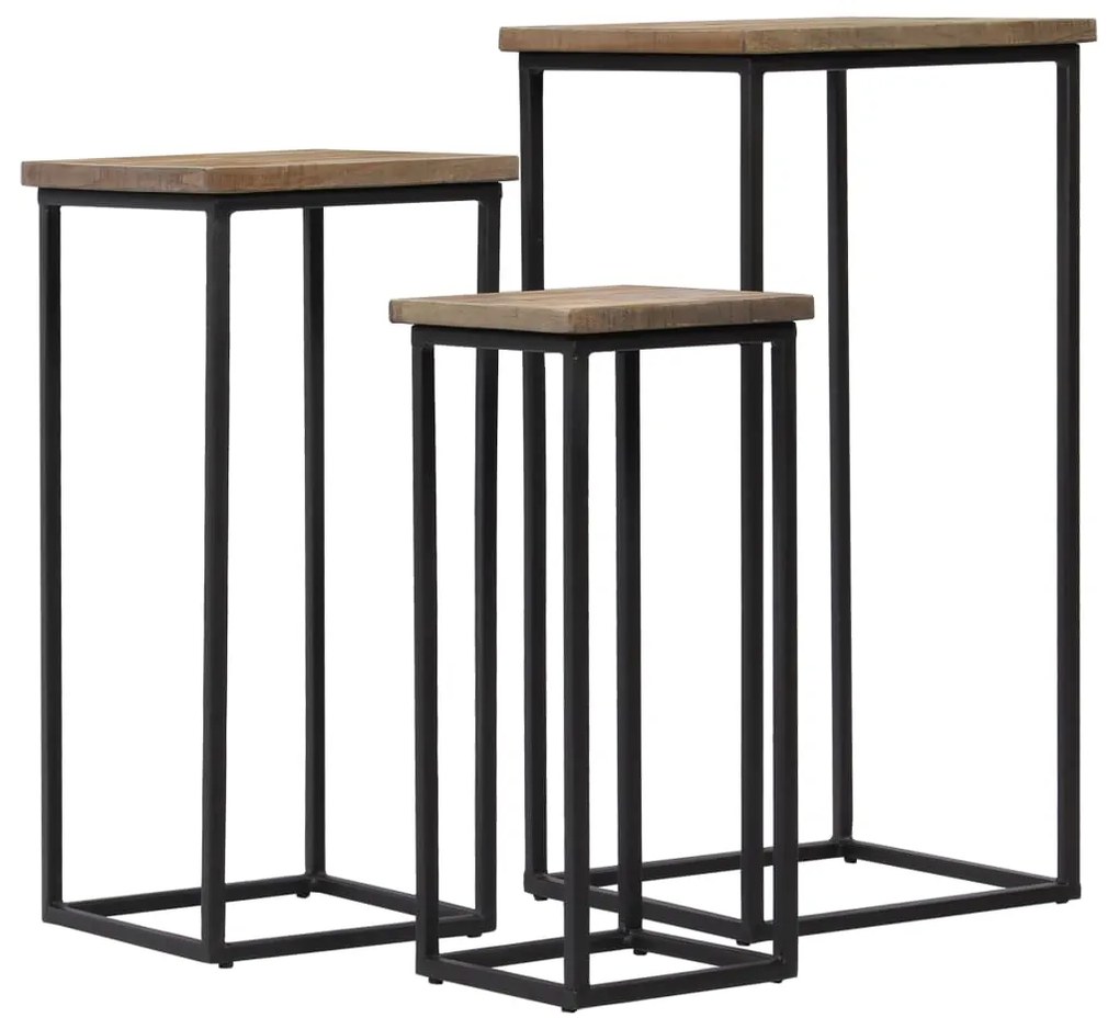 246088 vidaXL 3 stojany na květiny recyklovaný teak