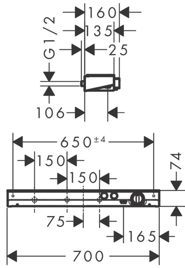 Hansgrohe ShowerTablet Select, termostatická baterie 700 na 2 spotřebiče, chromová, 13184000