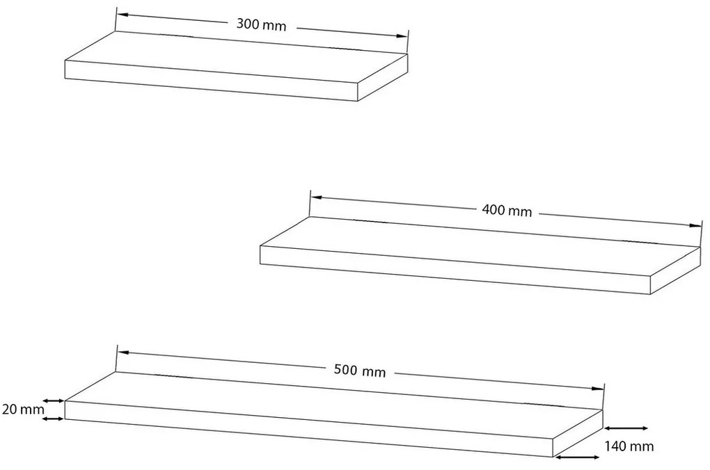 Polička Leila White, 3 ks
