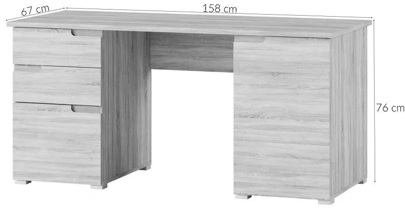 Psací stůl Selene 158 cm bílý lesk/mat