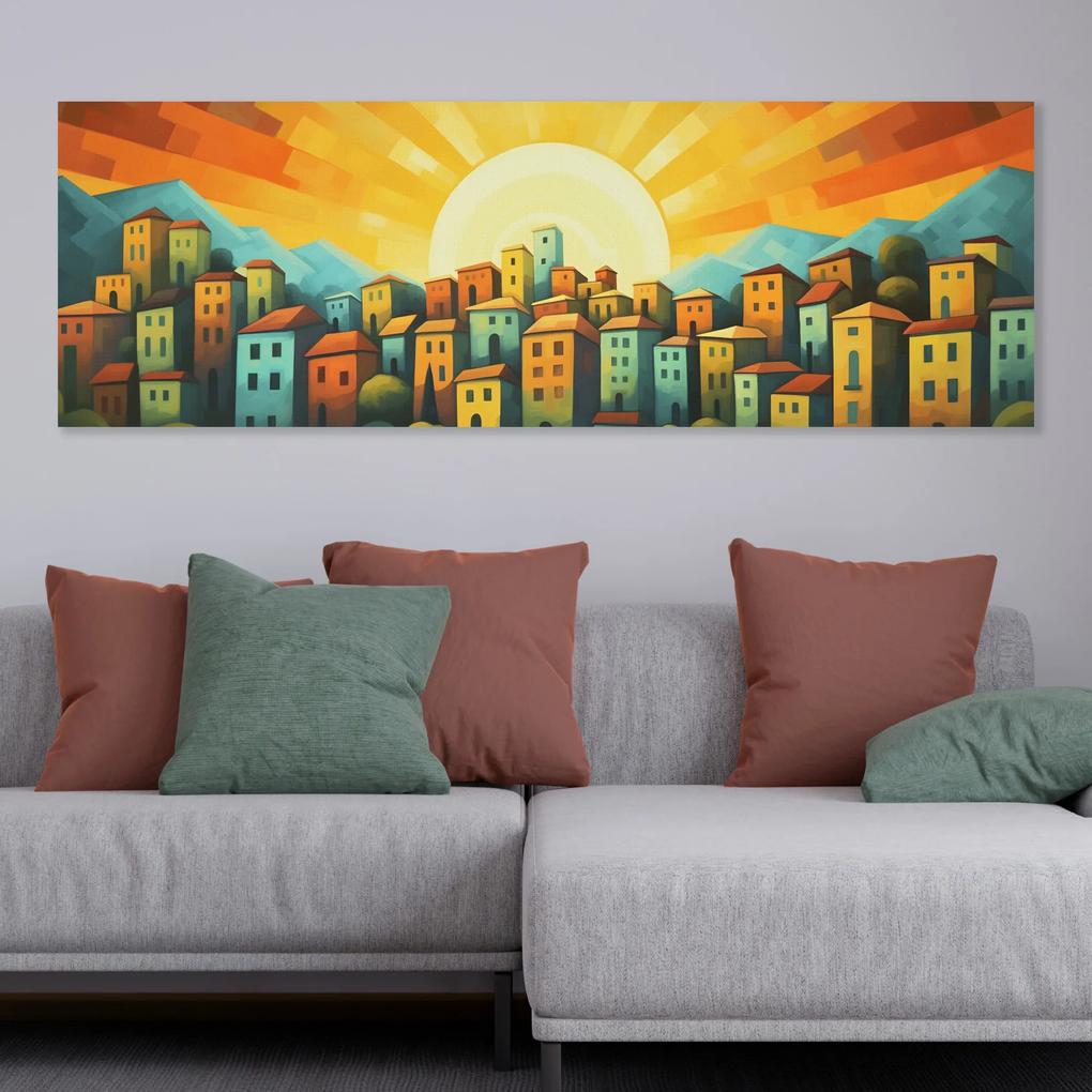 Obraz na plátně - Městečko Ascara se západem slunce FeelHappy.cz Velikost obrazu: 150 x 50 cm