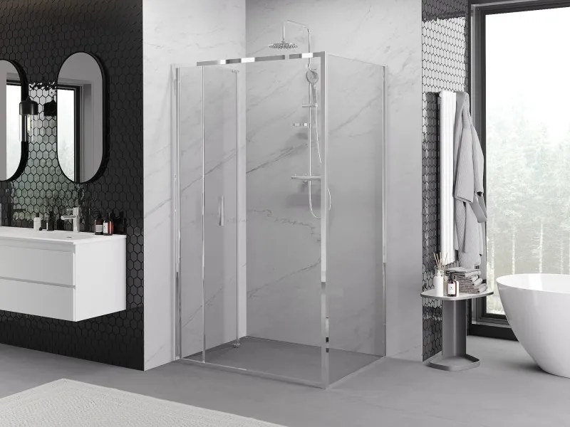 Mexen Exo, skládací sprchová kabina, dveře 120 cm + boční stěna 110 cm, transparentní sklo, chrom, 816-120-110-01-00