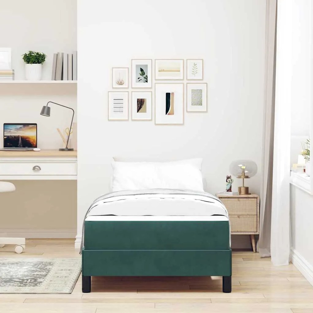 Postel s boxspringem s matrací Tmavě zelená 90 x 190 cm textil 3398662