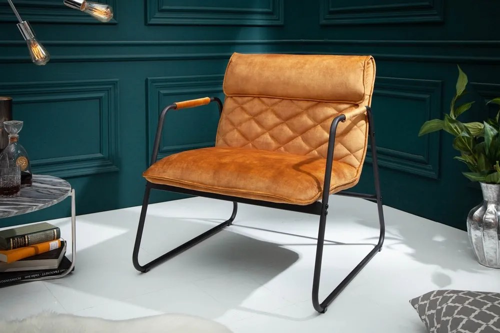 Designové křeslo Derrick hročicově žlutý samet