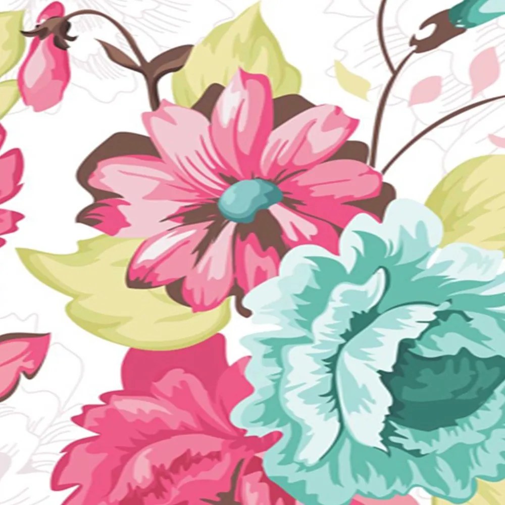 Ozdobný paraván Květiny Barva - 180x170 cm, pětidílný, obustranný paraván 360°