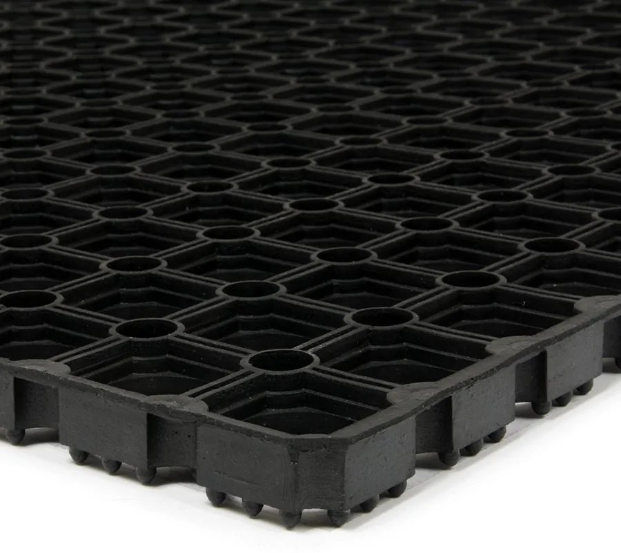 Gumová čistící venkovní vstupní rohož na hrubé nečistoty Honeycomb, FLOMAT - délka 100 cm, šířka 150 cm a výška 2,2 cm