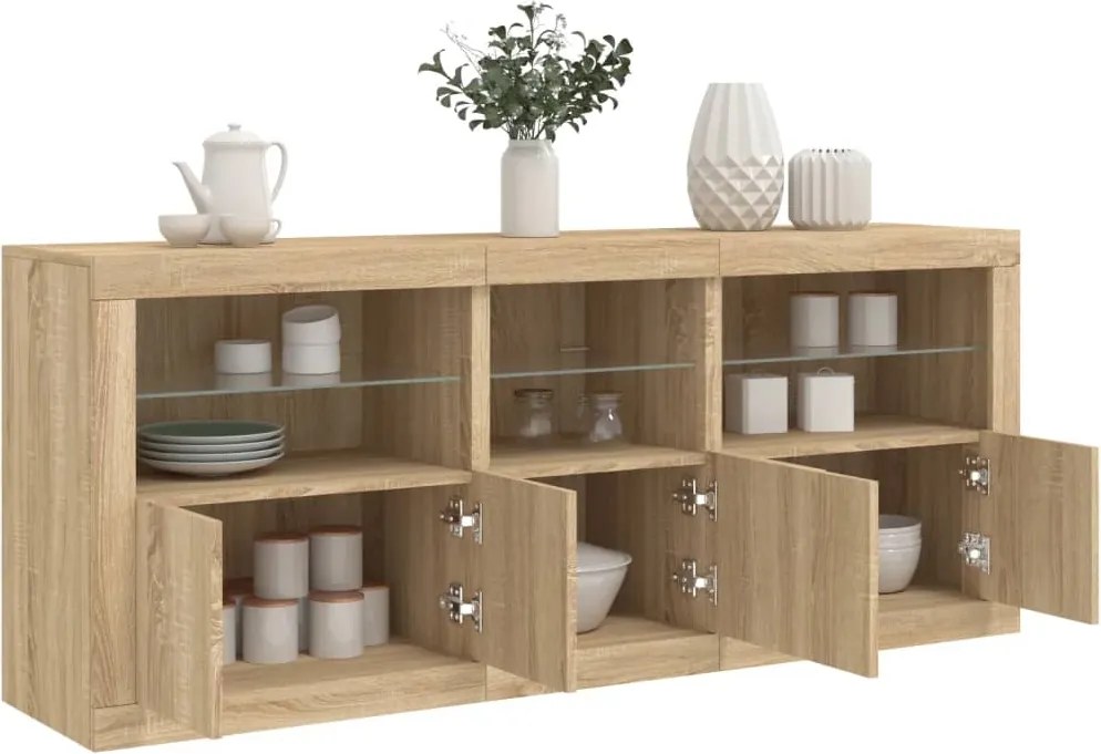 Příborník s LED osvětlením dub sonoma 162 x 37 x 67 cm 3208997
