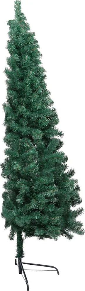 Umělý vánoční půl stromek s LED a sadou koulí zelený 150 cm 3077564