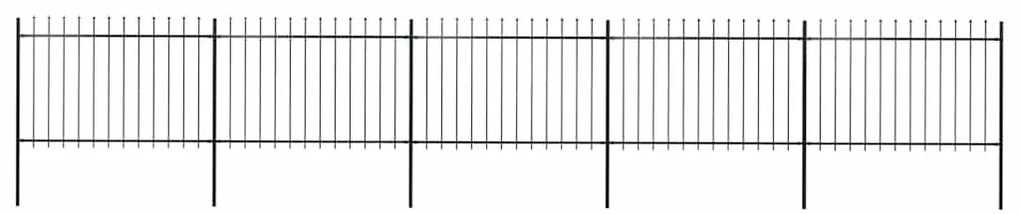 Zahradní plot s kopím nahoře ocelový 838 x 120 cm černý 277624