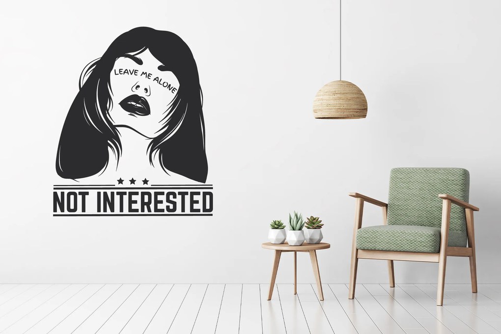 Lepy.cz Samolepka na zeď Žena - Not interested Velikost (šířka x výška): 75x88cm, Barevná varianta: Černá