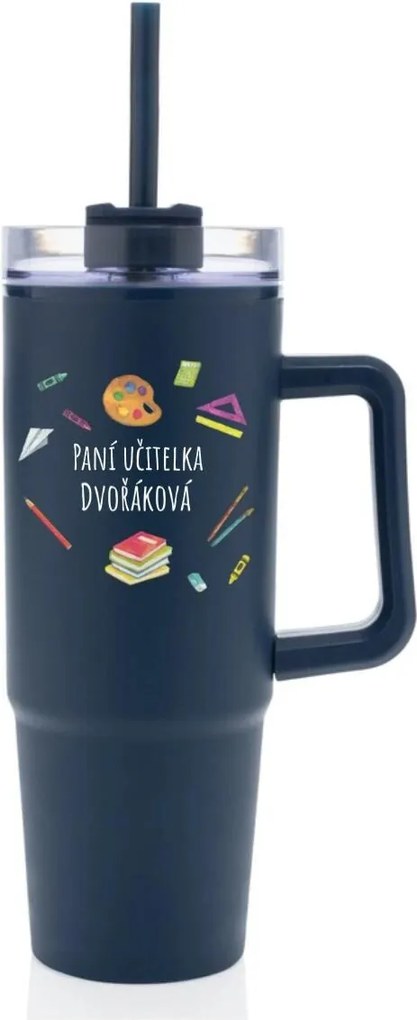 Personalizovaná cestovní termoska s průhledným víčkem pro paní učitelku/pana učitele (pomůcky)