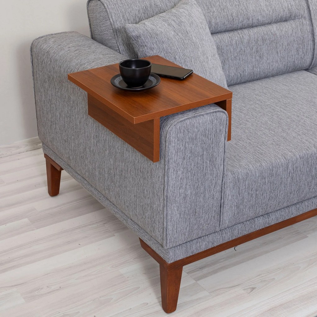 Hanah Home Pohovka LIONES s odkládacím stolkem šedá 223 cm