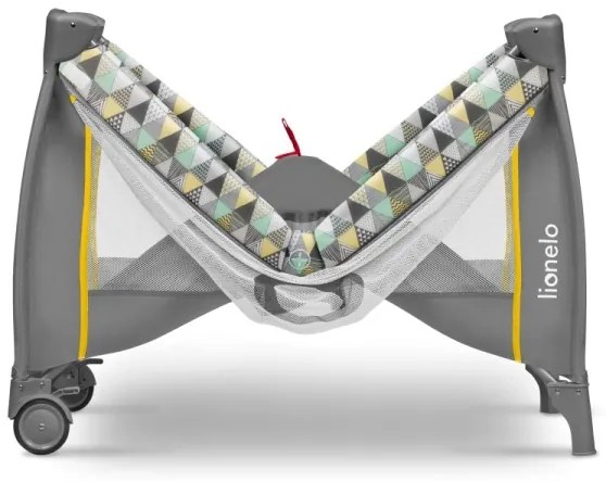 Lionelo - Cestovní postýlka SVEN PLUS šedá/žlutá