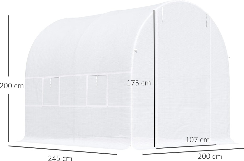 Fóliový skleník Outsunny Fóliový skleník Fóliový skleník pro rostliny 245x200x200 cm | Aosom