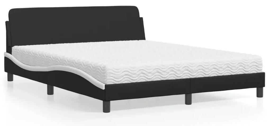 Postel s matrací Dover černá a bílá 160 x 200 cm umělá kůže 3208442