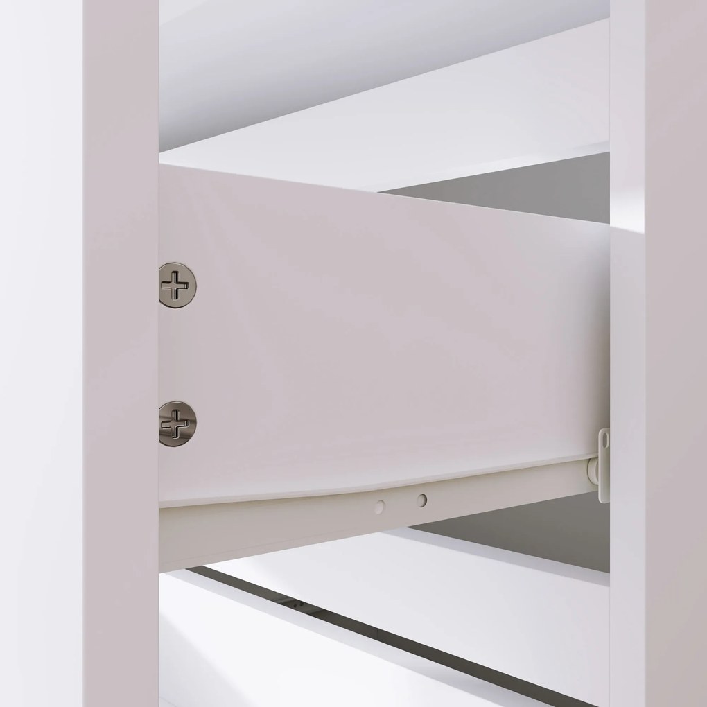 HOMCOM komoda Příborník se 4 zásuvkami, výklopná kancelářská skříň v bílé barvě, 55 x 33 x 80 cm, ideální pro obývací a pracovní prostory