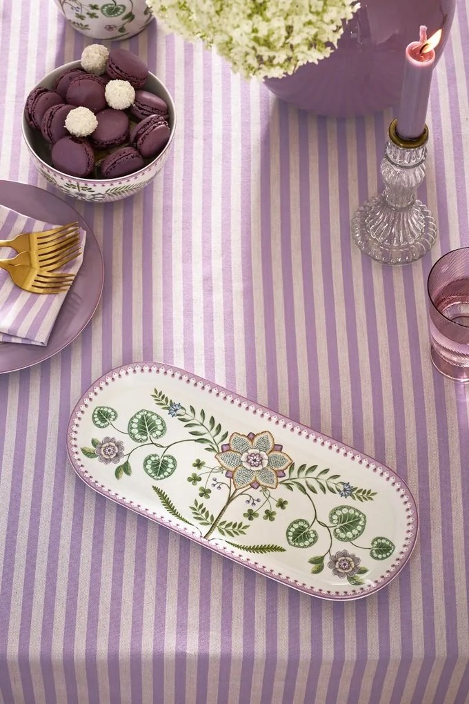 Pip Studio Lily &amp; Lotus oválný tác 33,3x15,5cm, bílý (Porcelánový oválný tác)