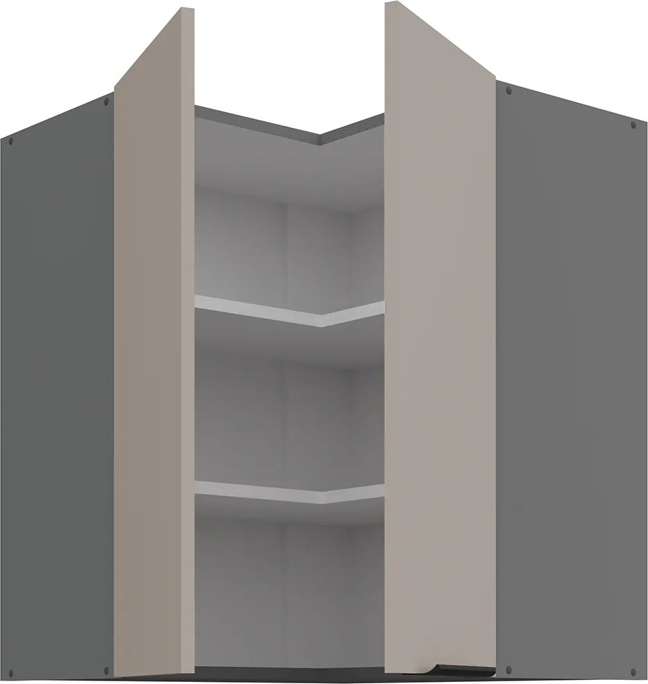 ARIA ta | horní kuchyňská skříňka 60x60 GN-72 2F (90°) rohová s policemi | 60x60 cm | antracit/béžová