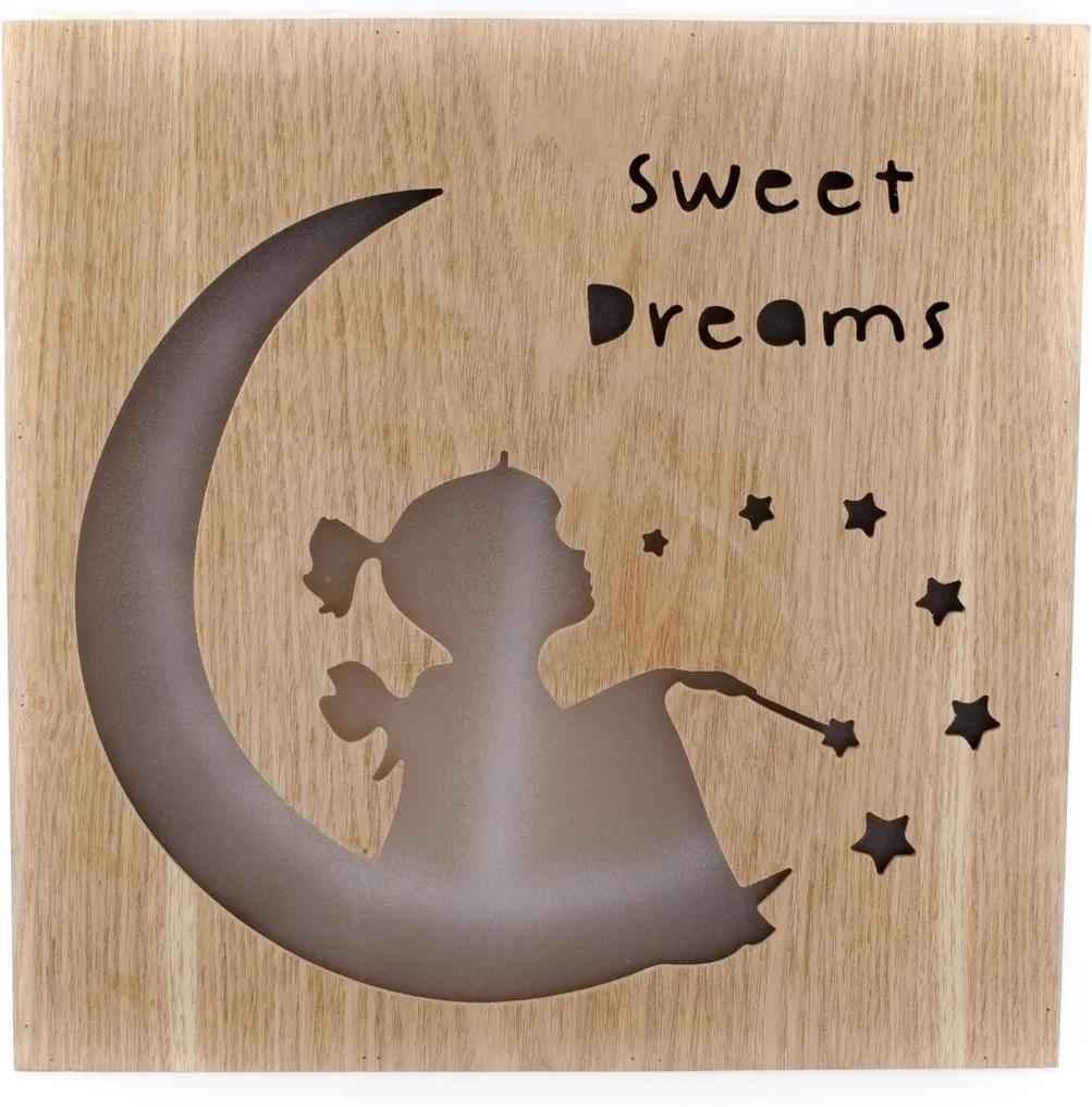 Dřevěná závěsná svíticí dekorace Sweet dreams, 25 x 25 cm